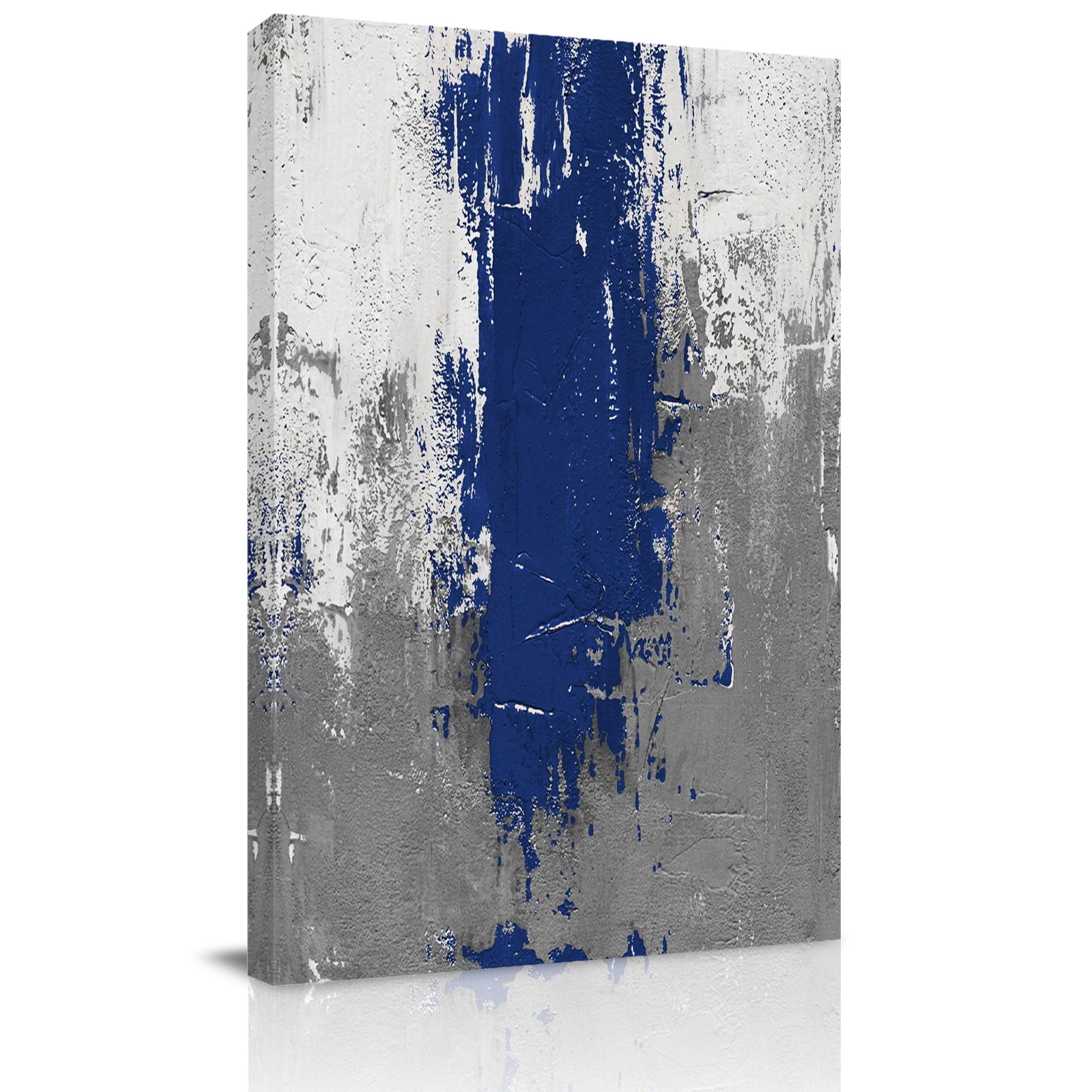Abstract Art Canvas Wall Art for Living Room, Blue Grey Wall Mottled ...