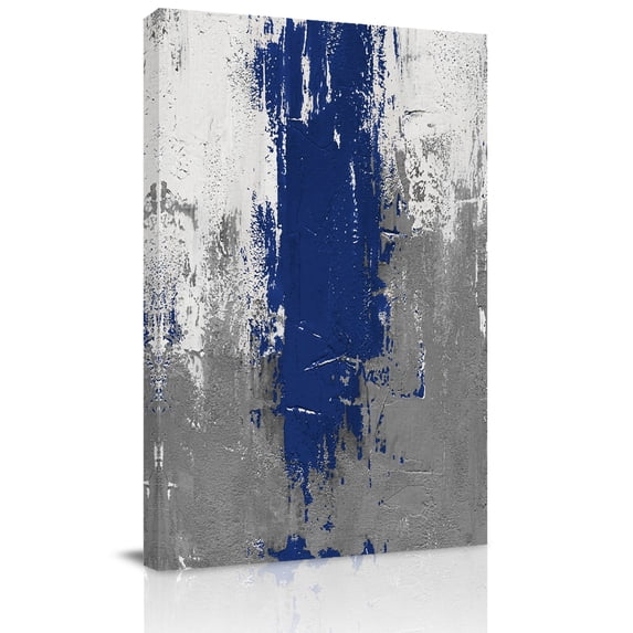 Abstract Art Canvas Wall Art for Living Room, Blue Grey Wall Mottled ...