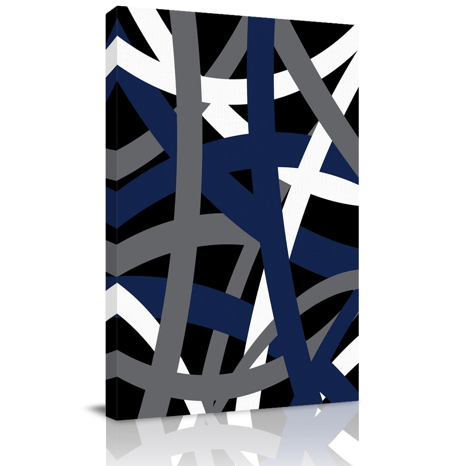 Abstract Art Canvas Wall Art for Living Room, Blue White Black Gray ...