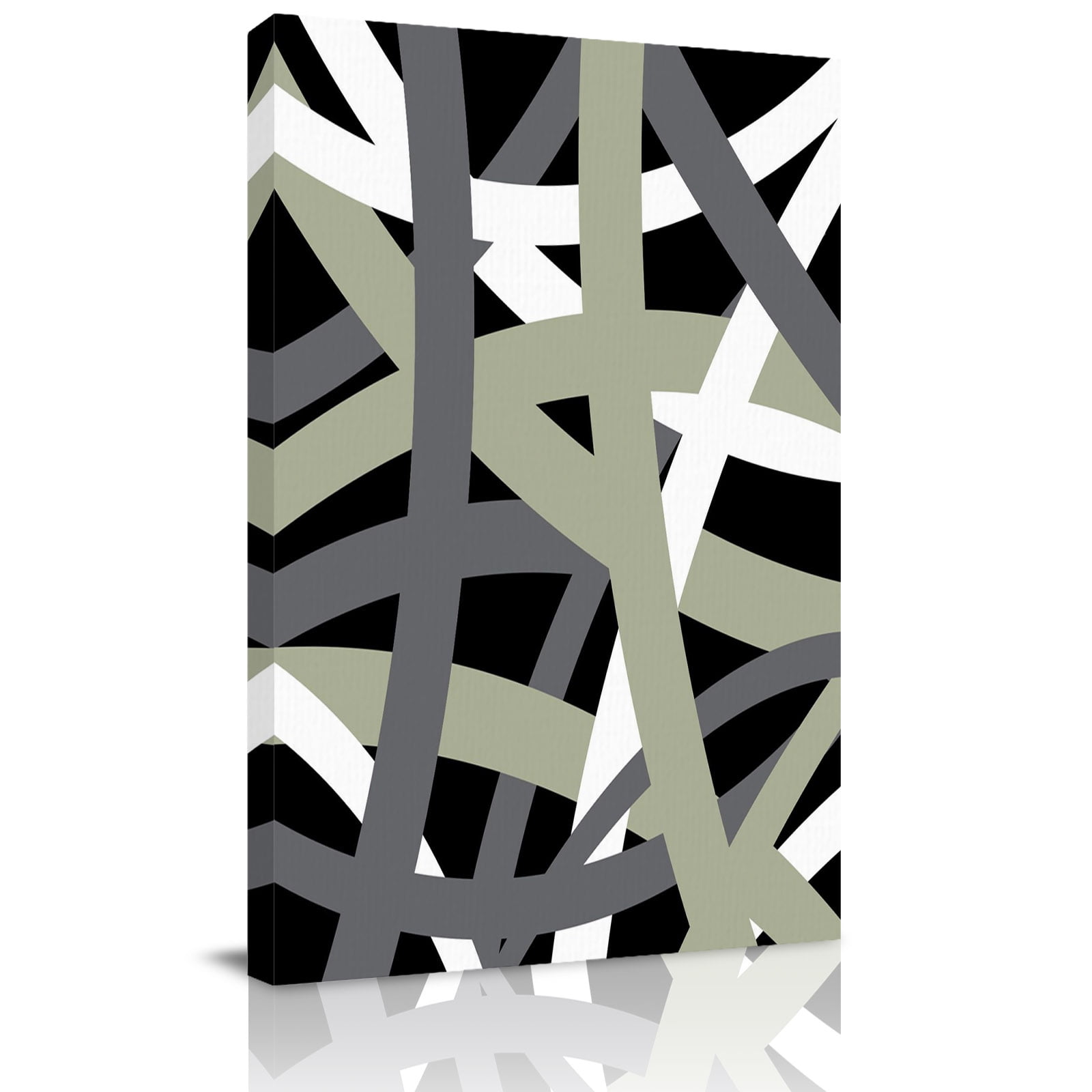 Abstract Art Canvas Wall Art for Living Room, Green White Black Gray ...