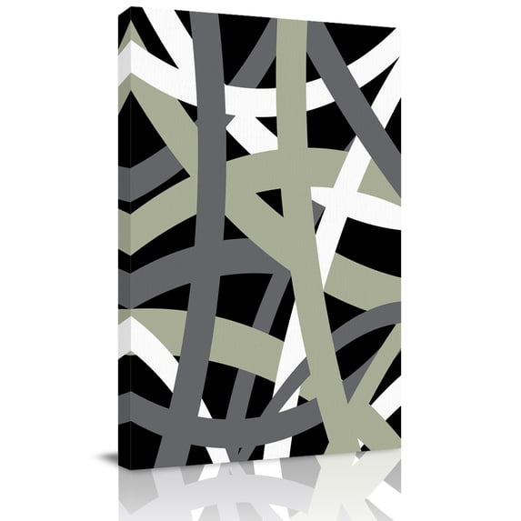 Abstract Art Canvas Wall Art for Living Room, Green White Black Gray ...