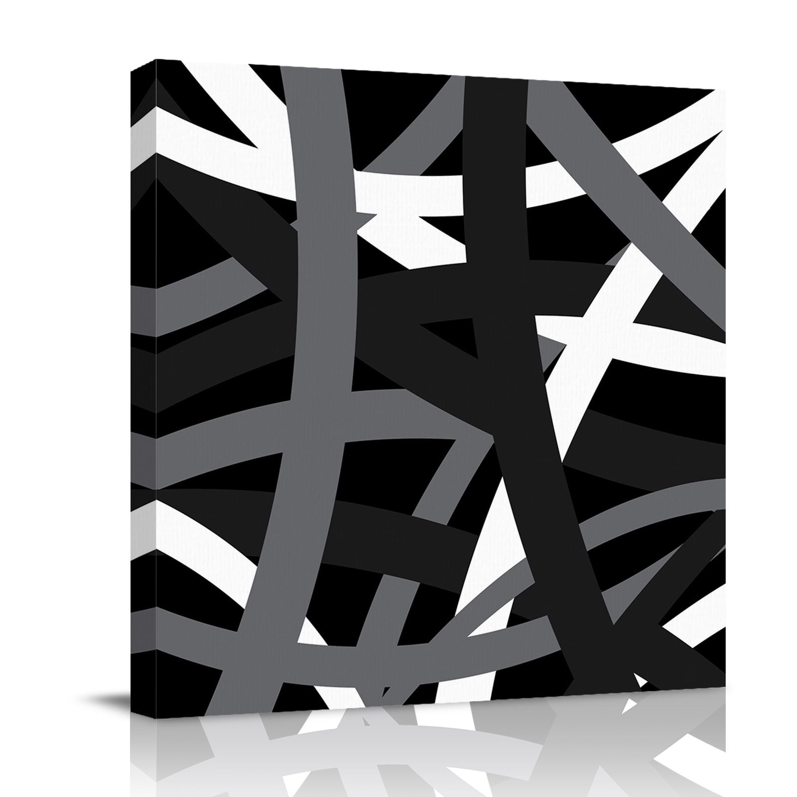 Abstract Art Canvas Wall Art for Living Room, White Black Gray Line ...