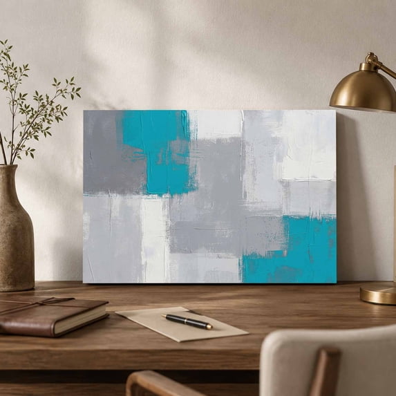 Abstract Art Canvas Wall Art, Retro Blue Grey Graffiti Painting Mottled ...