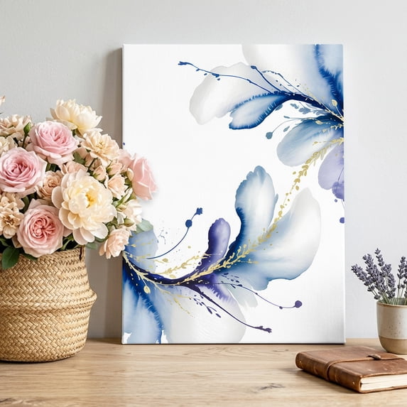 Abstract Art Canvas Wall Art, Watercolor Purple Water Wave Gradient ...