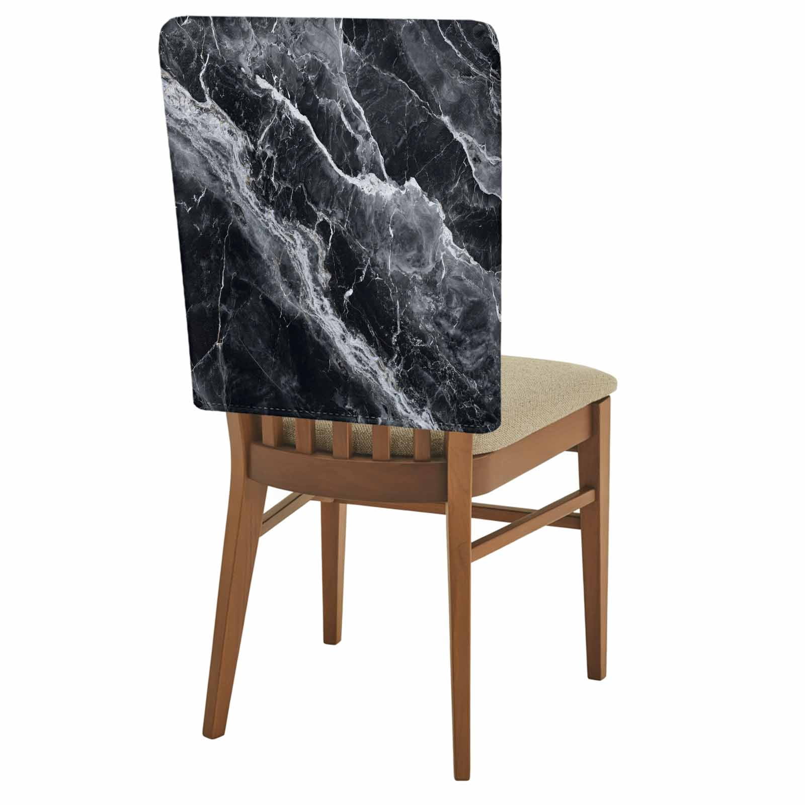 Abstract Art Chair Back Covers Set of 1, Dark Gray Marble Texture ...