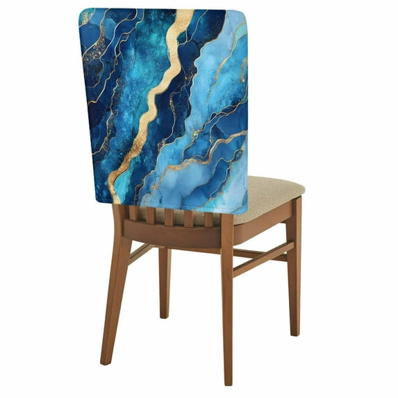 Abstract Art Chair Back Covers Set of 1, Water Ripple Blue Gradient ...