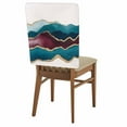 Abstract Art Chair Back Covers Set of 1, Watercolor Blue Gold Gradient ...