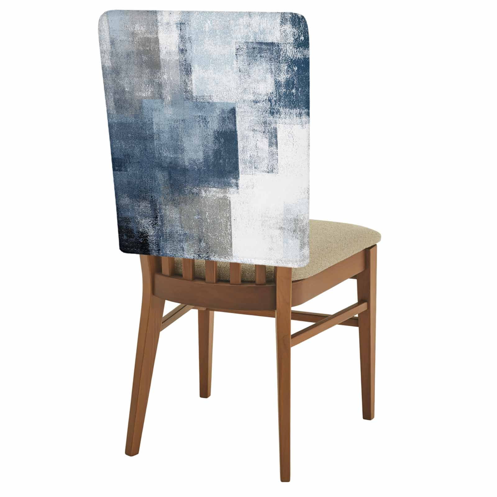 Abstract Art Chair Back Covers Set of 4, Gradient Dark Blue Vintage ...