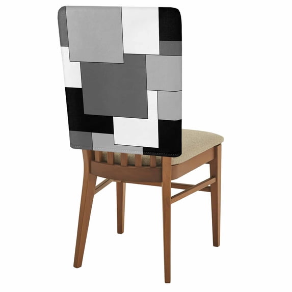 Abstract Art Chair Back Covers Set of 4 White Black Gray Splice ...