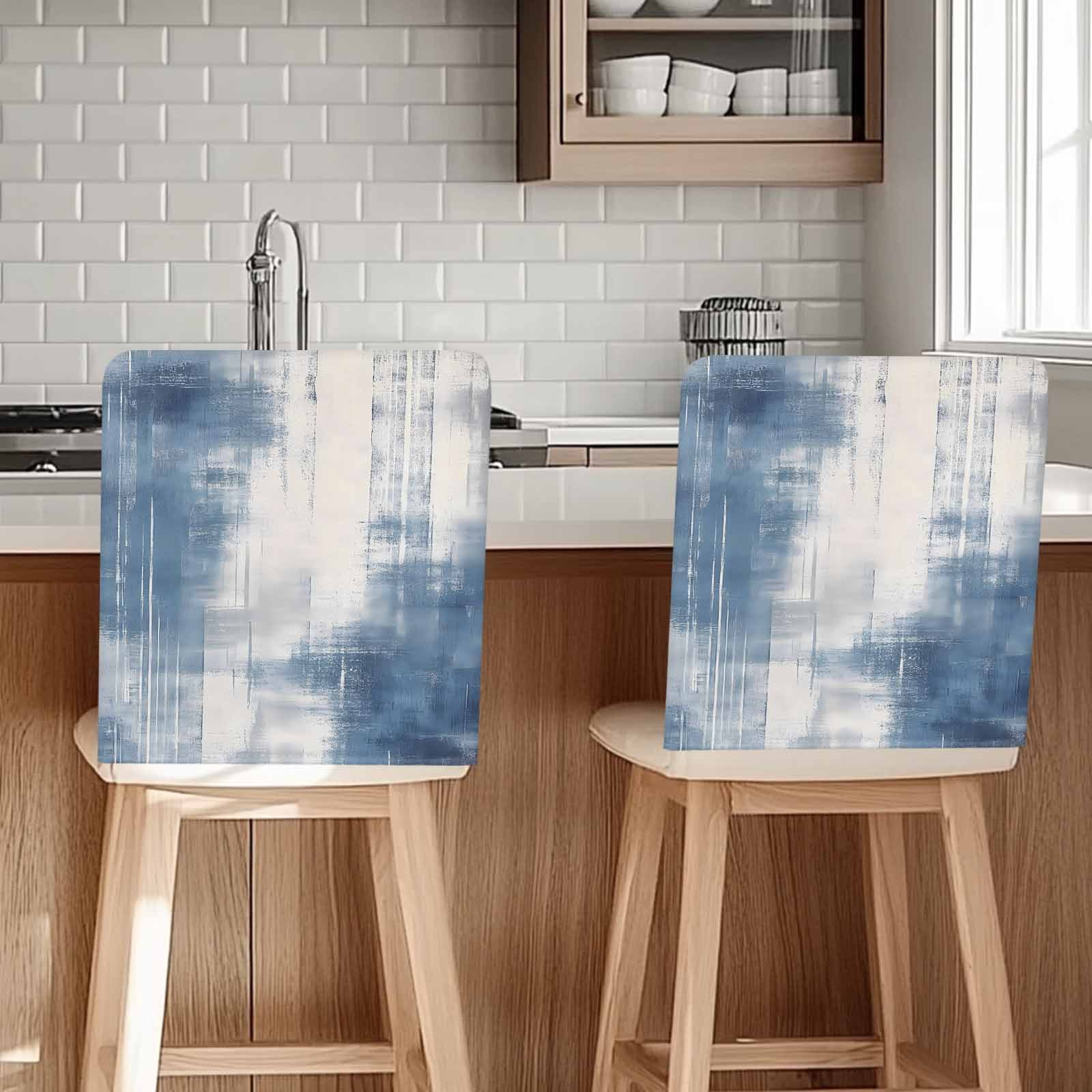 Abstract Art Chair Covers Set of 8 Blue Gary Watercolor Gradient Chair ...