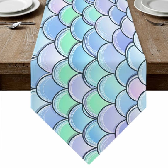 Abstract Art Coastal Table Runner Linen Burlap Table Runner 70 Inches ...