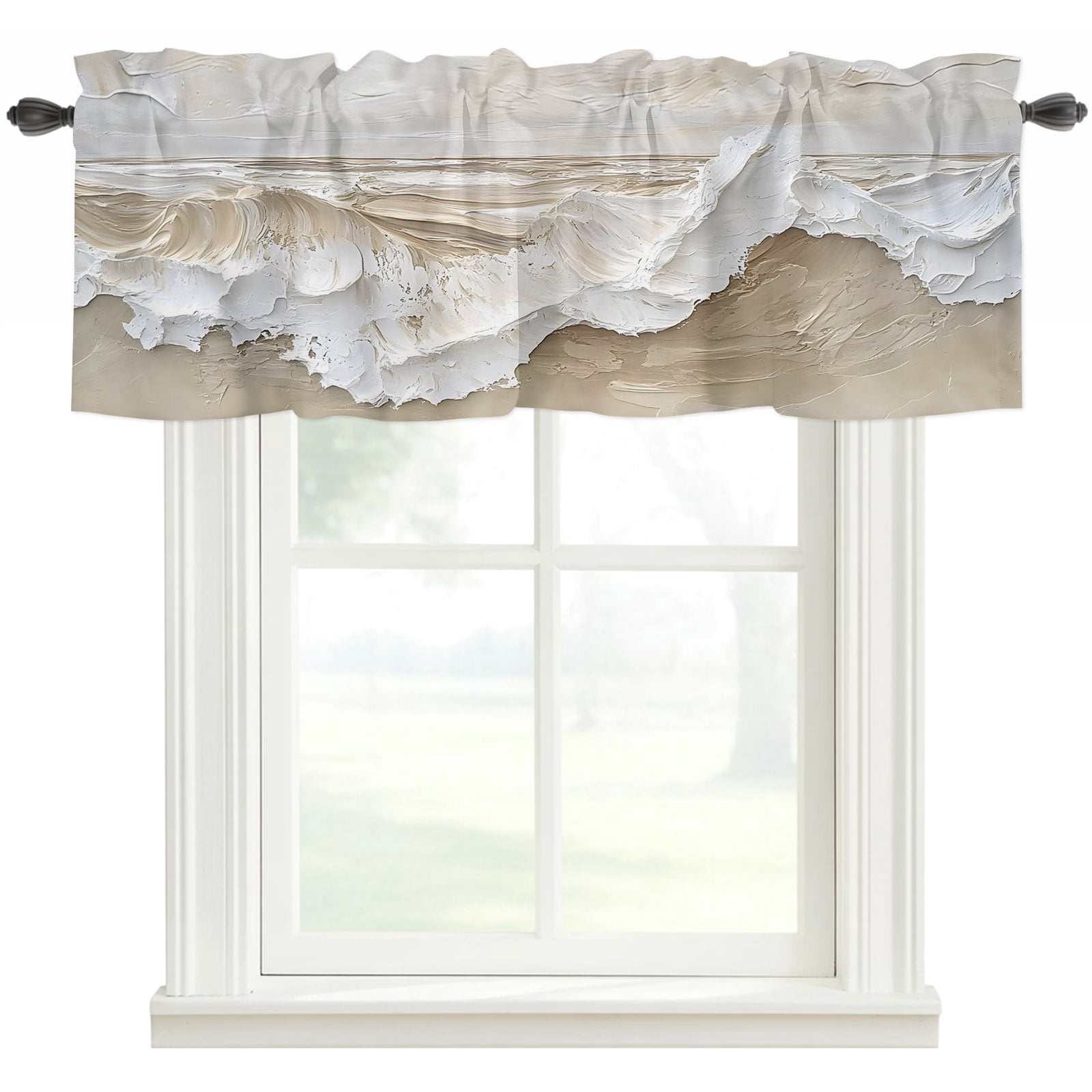 Abstract Art Coastal Valances for Windows Farmhouse Kitchen Curtains ...