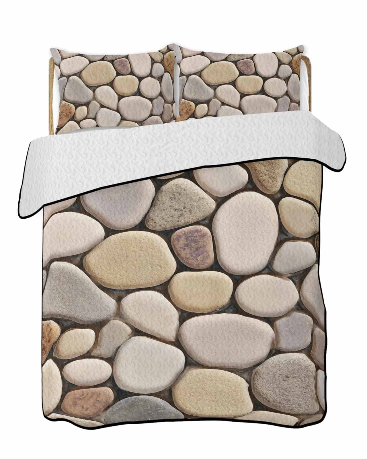 Abstract Art Cobblestones 3 Pieces Quilt Set, 1 Quilt with 2 Shams ...