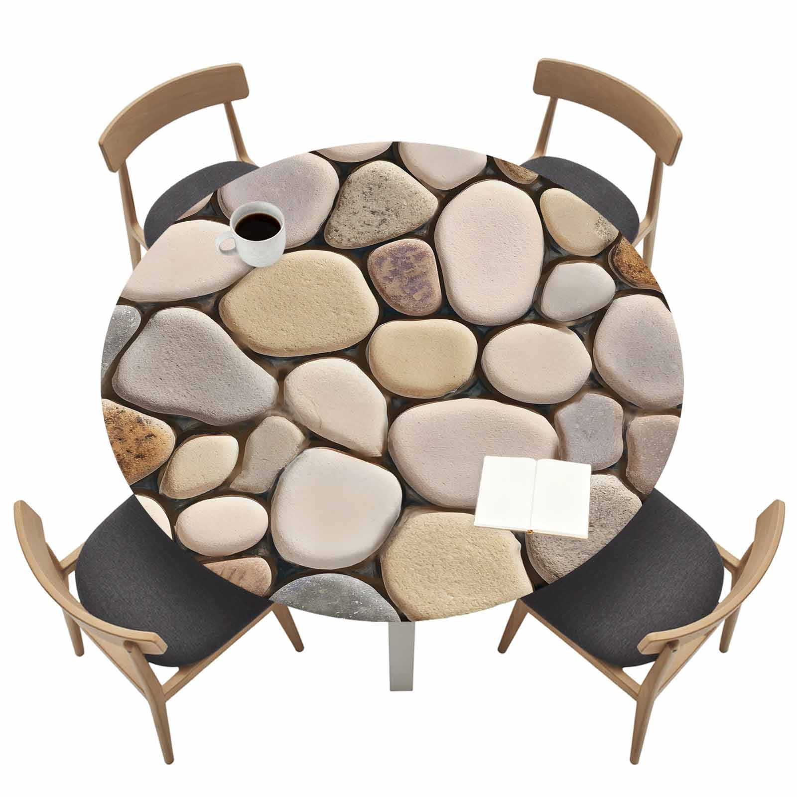 Abstract Art Cobblestones Round Fitted Tablecloth with Elastic Edge ...