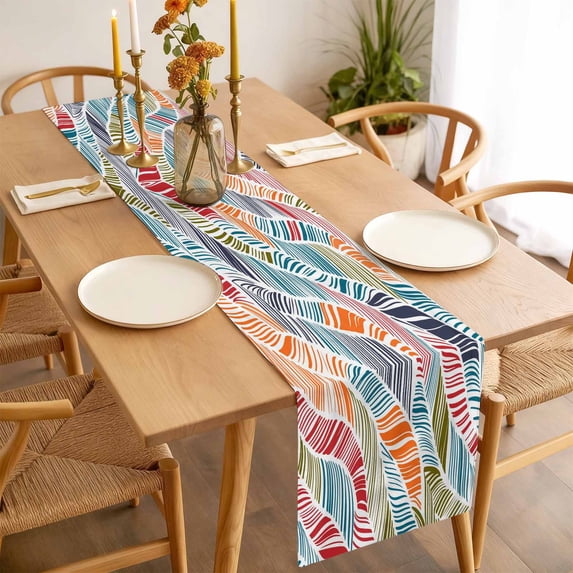 Abstract Art Colorful Stripe Table Runner 90 Inches Long,Kitchen Dining ...
