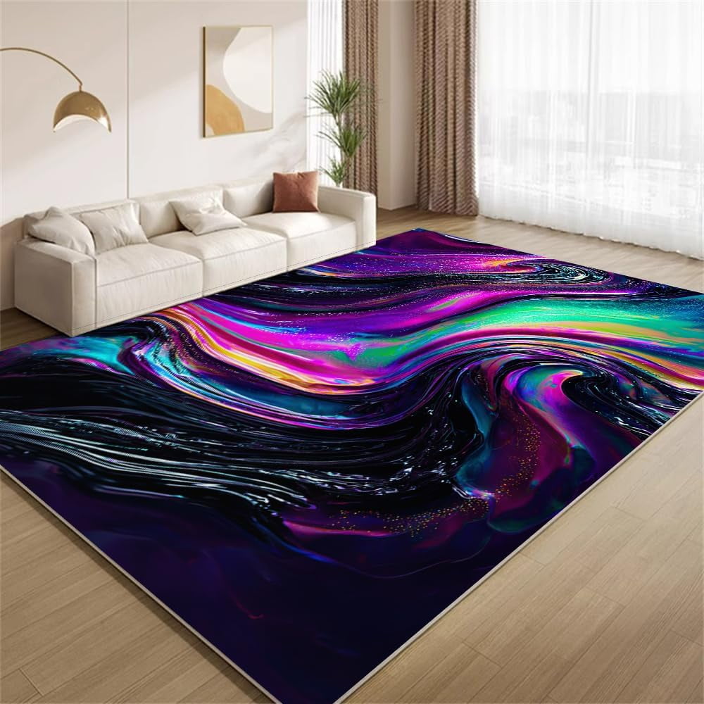 Abstract Art Colorful Wave Rug 3x5 Small Area Rugs Modern Colorful ...