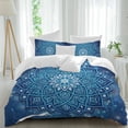 Abstract Art Comforter Set Full Size, Blue Gradient Floral 3D Geometric ...