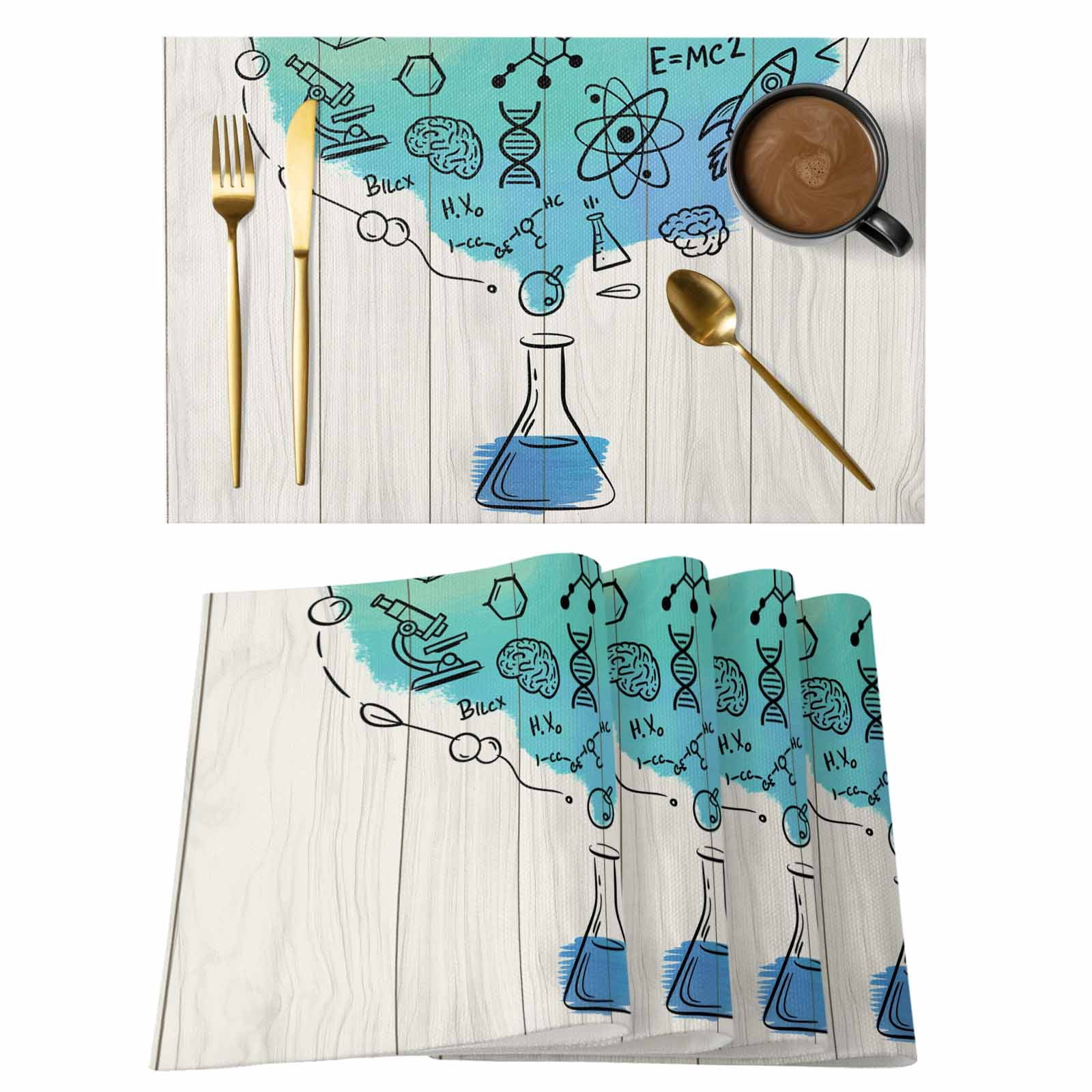 Abstract Art Cotton Linen Placemats Set of 1, Chemistry Wood Grain ...