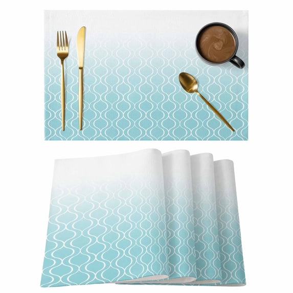 Abstract Art Cotton Linen Placemats Set of 1, Classic Blue Line ...