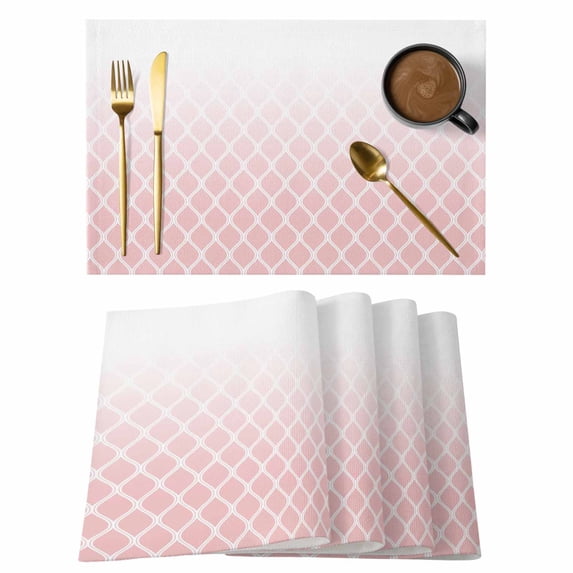 Abstract Art Cotton Linen Placemats Set of 1, Classic Pink Line ...