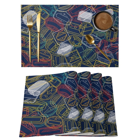 Abstract Art Cotton Linen Placemats Set of 1, Postmarks Travelling Red ...