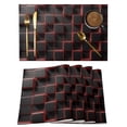 Abstract Art Cotton Linen Placemats Set of 12, Black Red Cubes Modern ...
