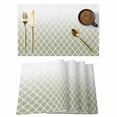Abstract Art Cotton Linen Placemats Set of 2, Classic Green Line ...