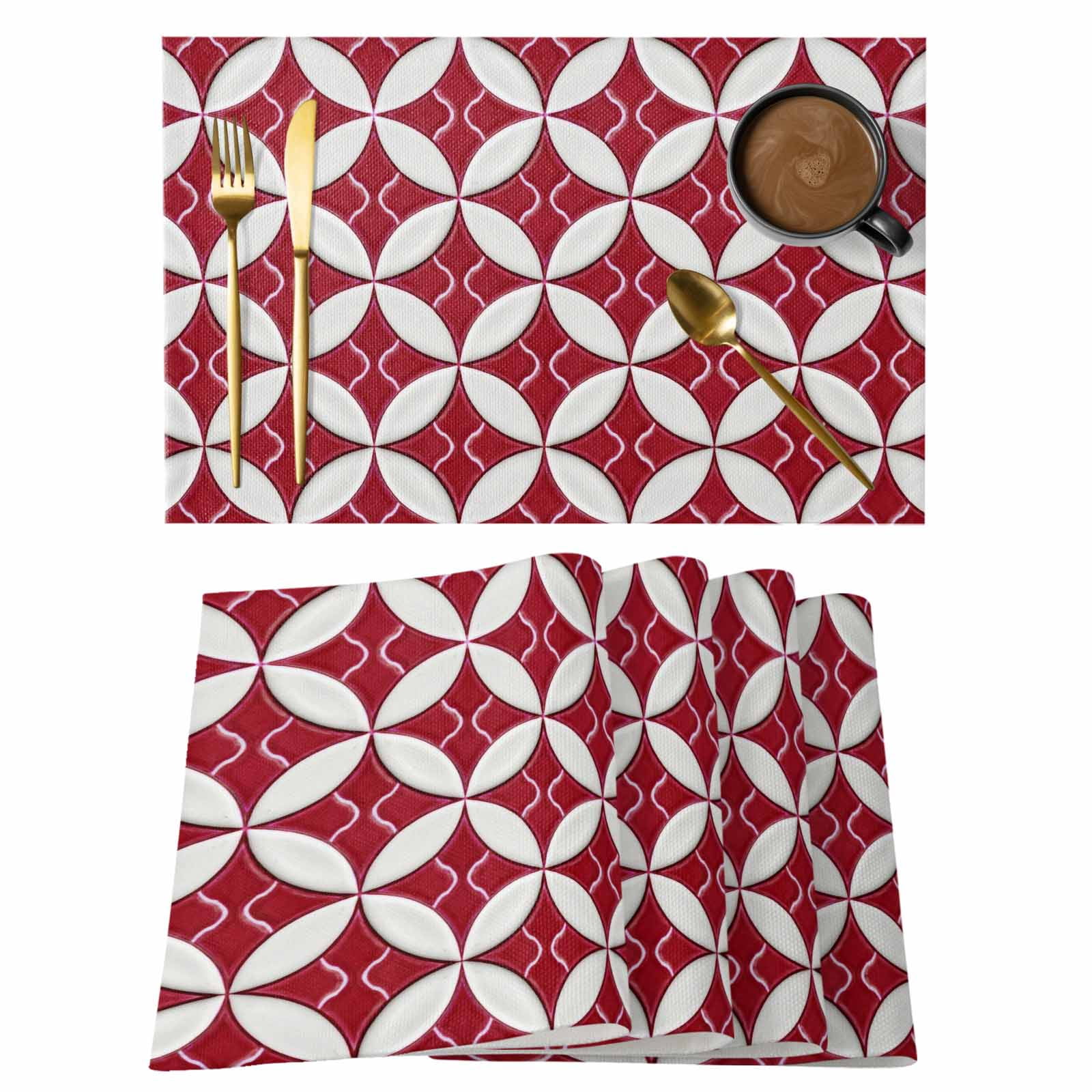 Abstract Art Cotton Linen Placemats Set of 2, Geometric Medieval ...