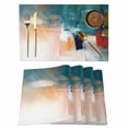 Abstract Art Cotton Linen Placemats Set of 2, Turquoise Orange Paint ...