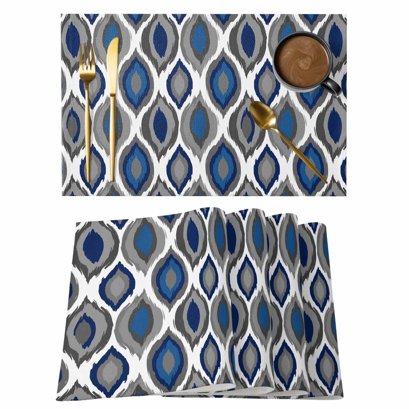 Abstract Art Cotton Linen Placemats Set of 4, Modern Diamond Patterns ...