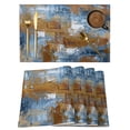 Abstract Art Cotton Linen Placemats Set of 6, Brown Blue Graffiti Paint ...