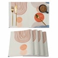 Abstract Art Cotton Linen Placemats Set of 6, Sunset Orange Blue Line ...