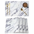 Abstract Art Cotton Linen Placemats Set of 6, White Gray Marble Texture ...