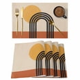 Abstract Art Cotton Linen Placemats Set of 8, Orange Black Circle ...