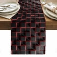 Abstract Art Cotton Linen Table Runner Black Red Cubes Modern ...