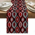 Abstract Art Cotton Linen Table Runner Modern Diamond Patterns Red ...