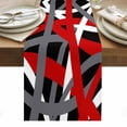 Abstract Art Cotton Linen Table Runner Red White Black Gray Line Modern ...