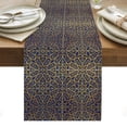 Abstract Art Cotton Linen Table Runner Retro Golden Geometric Texture ...
