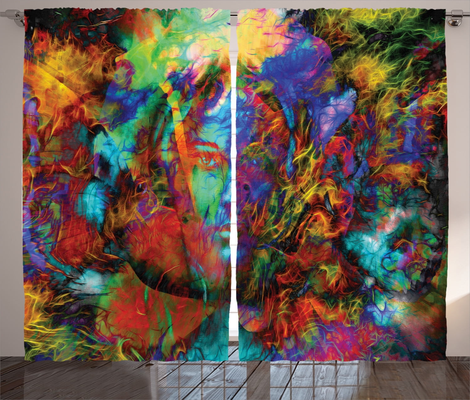 Ambesonne Abstract Art Curtains 2 Panel Set, Woman Face, 108" x 90 ...