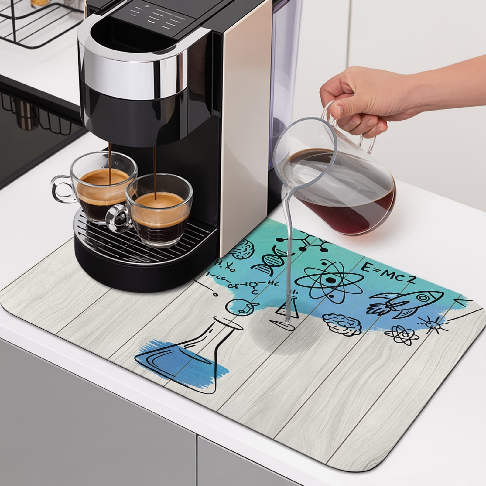 Abstract Art Dish Drying Mats for Kitchen Counter, Chemistry Wood Grain ...