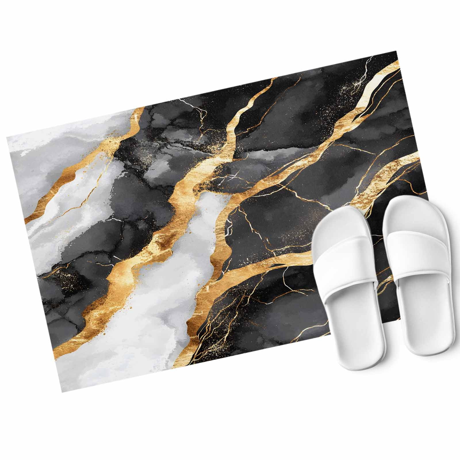 Abstract Art Door Mat Black Blue Water Ripple Gradient Marbling Non ...