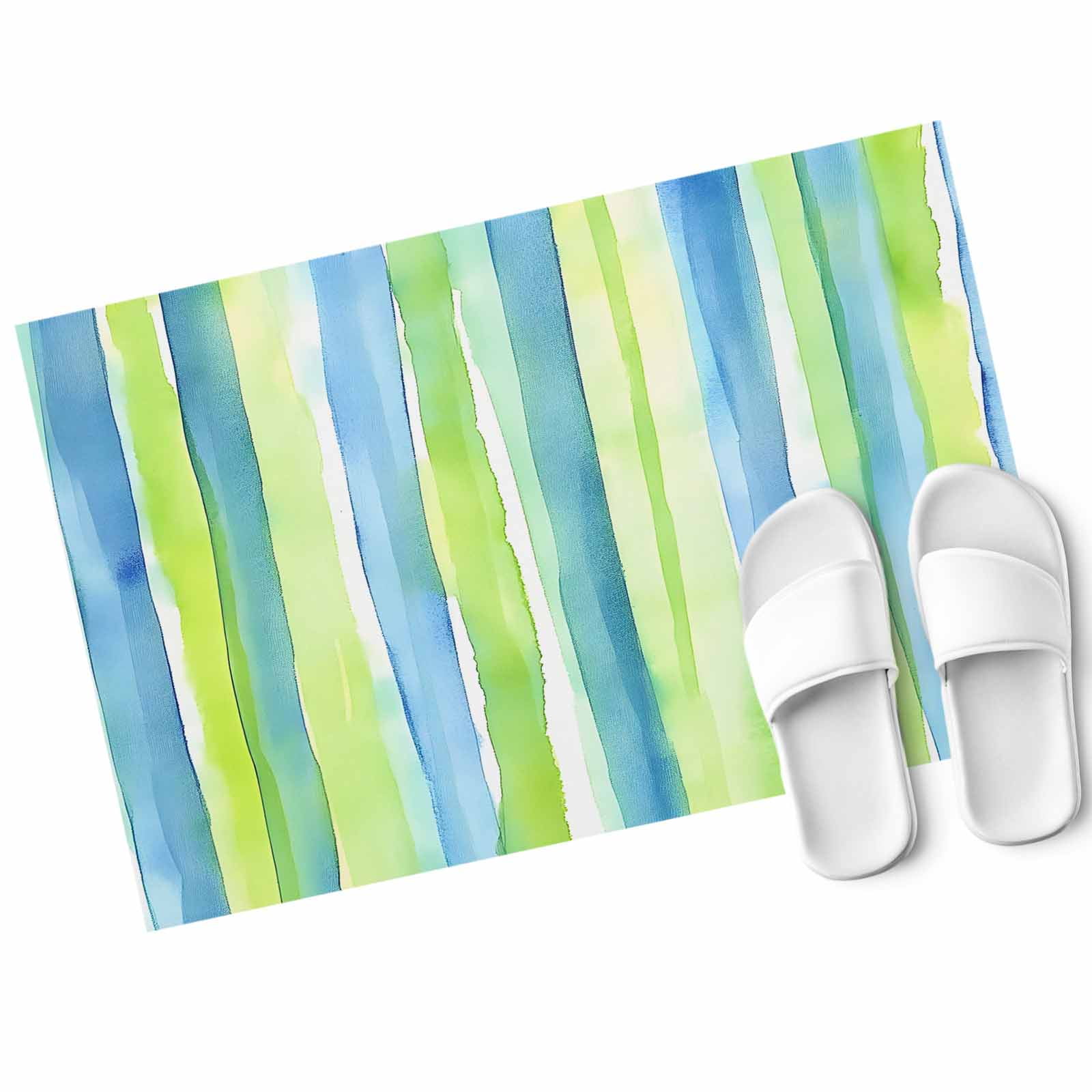 Abstract Art Door Mat Blue Green Line Stripes Gradient Modern Art Non ...