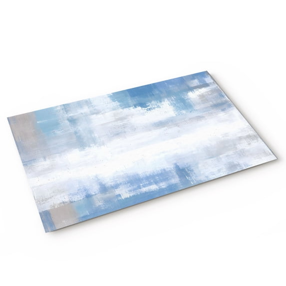 Abstract Art Door Mat Blue White Brown Color Block Gradient Modern Non ...
