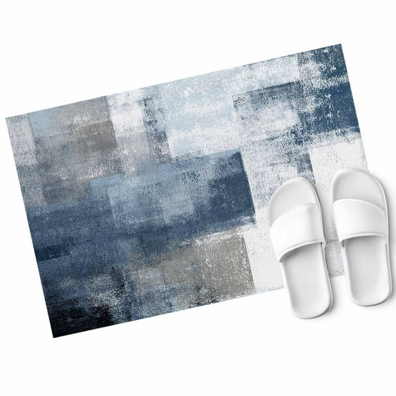 Abstract Art Door Mat Gradient Dark Blue Vintage Minimalist Non Slip ...