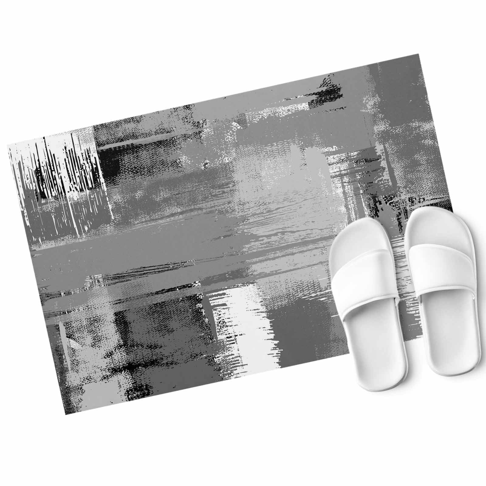 Abstract Art Door Mat Gray White Mottled Color Block Oil Painting Non ...