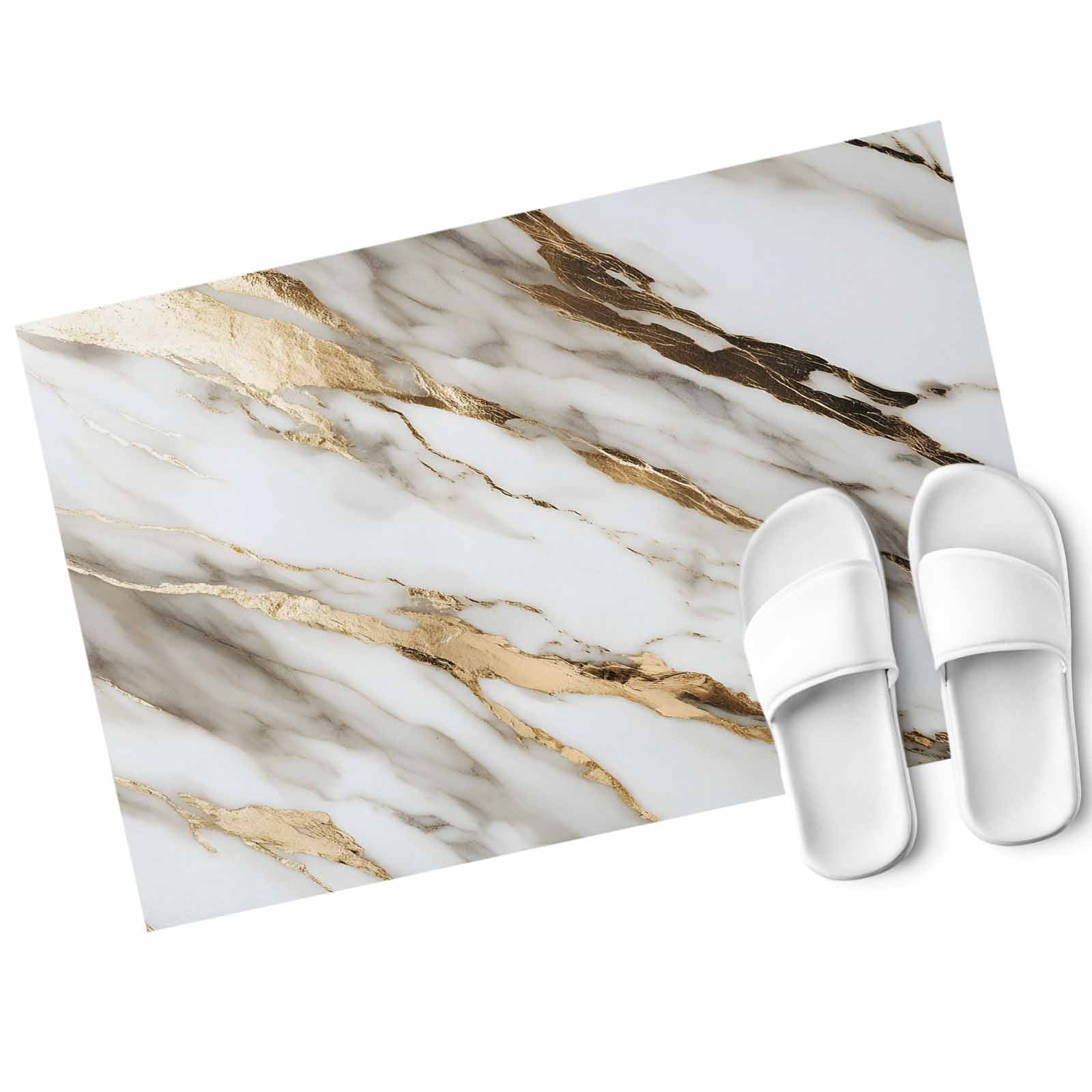 Abstract Art Door Mat Marble Texture White Gold Crack Stone Minimalism ...