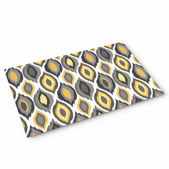 Abstract Art Door Mat Modern Diamond Patterns Yellow Grey Geometric Non ...