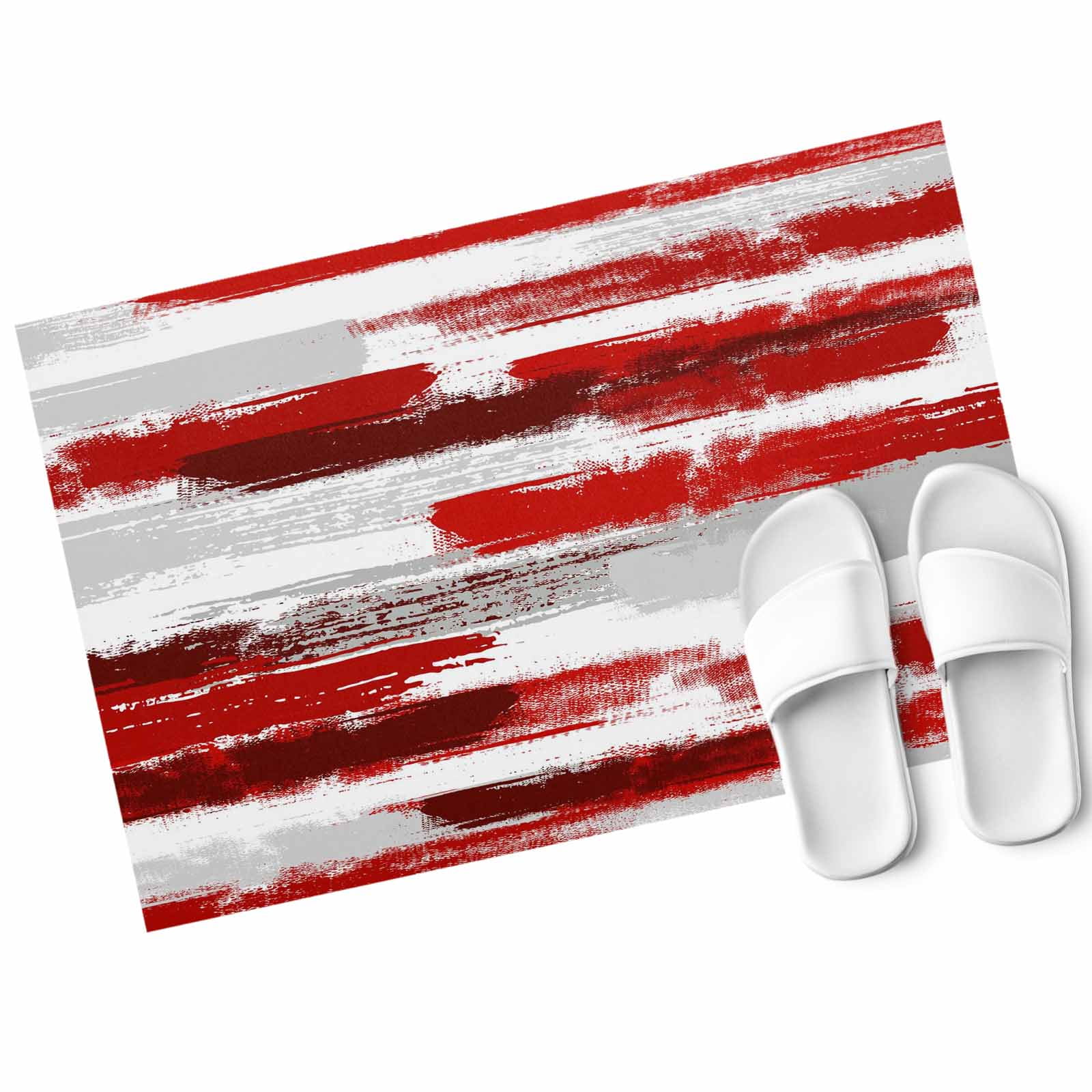 Abstract Art Door Mat Red Gray Mottled Color Block Oil Painting Non ...