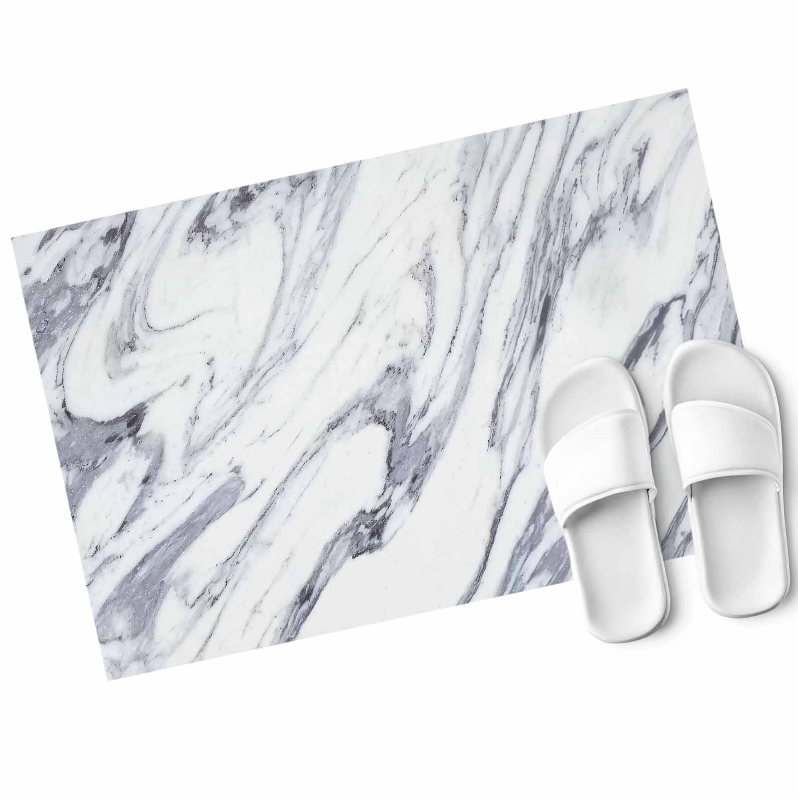 Abstract Art Door Mat White Gray Marble Texture Modern Style Non Slip ...