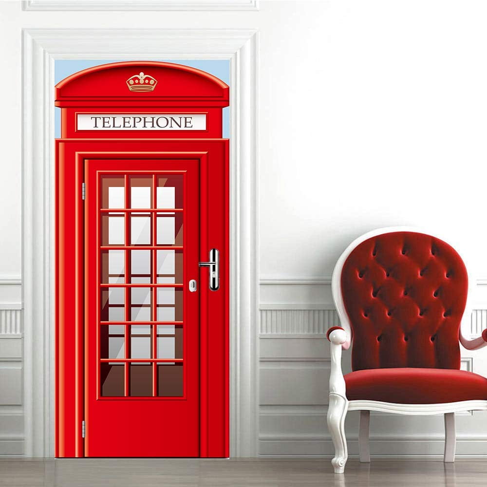 Abstract Art Door Sticker, Peel and Stick Vinyl Door Decals, British ...
